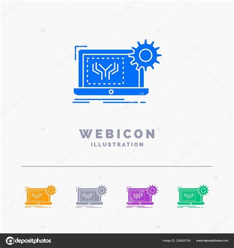 Blueprint Circuit Electronics Engineering Hardware Color Glyph Web Icon Template Stock Vector By