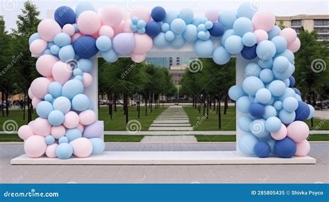 An Entrance Gate Is Decorated With Multicolor Balloons Generative Ai