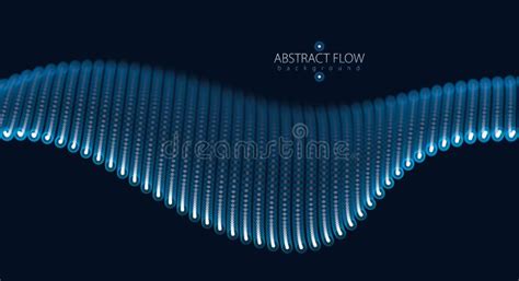Array Of Particles Flowing Dynamic Sound Wave 3d Vector Illustration Mesh Of Glowing Dots