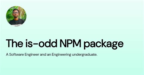 The Is Odd Npm Package Sahithyan K