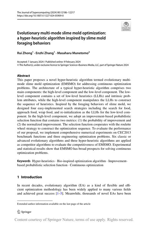 Evolutionary Multi Mode Slime Mold Optimization A Hyper Heuristic Algorithm Inspired By Slime