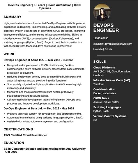 Devops Engineer Resume Example Transform Software Operations