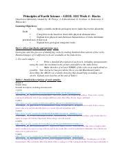 Rocks Lab Revised Spring 2021 GEOL1111 Pdf Principles Of Earth Science GEOL 1111 Week 4