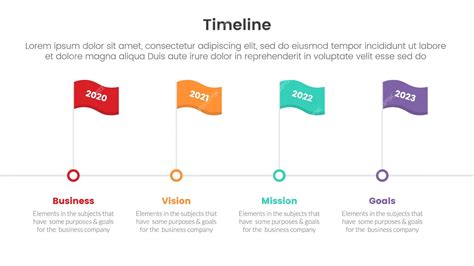 Premium Vector Timeline Set Of Point Infographic With Big Flag Horizontal And Dot Point And 4