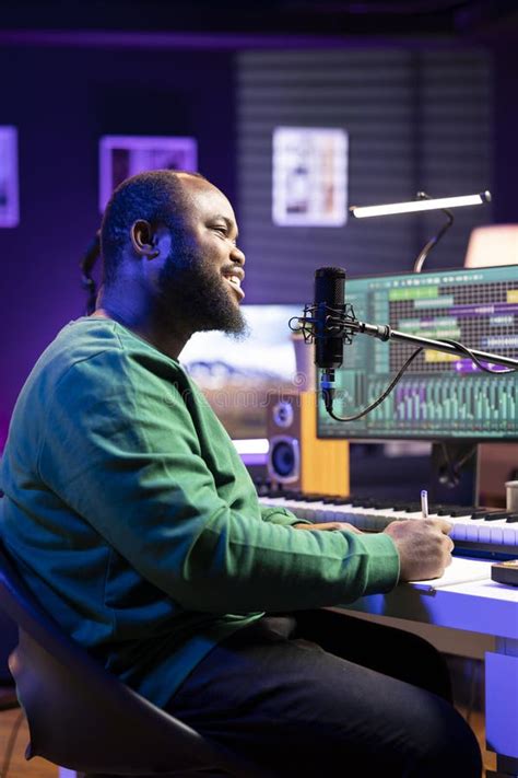 Professional Singer Composer Creating A New Song On Paper Stock Image Image Of Mastering