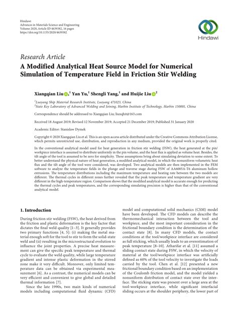 Pdf A Modified Analytical Heat Source Model For Numerical Simulation