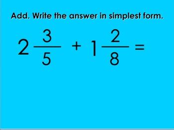 Adding Unlike Mixed Numbers Fractions PowerPoint By Kelly Katz By Kelly Katz