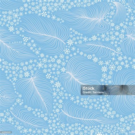 눈 겨울 휴가 배경 벽지 눈송이와 선으로 그려진 나뭇잎이 있는 자연 질감입니다 푸른 하늘 배경에 복고풍 메리 크리스마스 강설 인사말 카드 디자인 겨울에 대한 스톡 벡터 아트