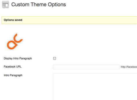 creating a custom wordpress theme options page