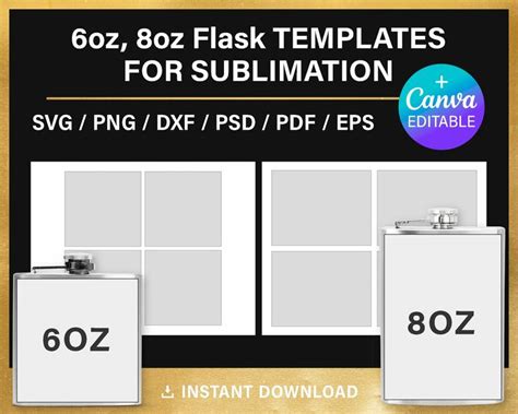 Flask Label Template Bundle 6oz 8oz Blank Template For Sublimation