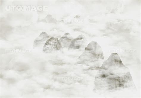 유토이미지 수채화와 수묵화 분위기의 동양 풍경 산수화 디자인 배경 이미지