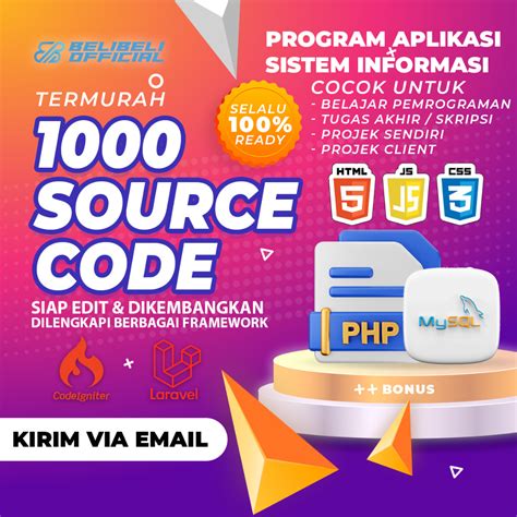 jual 1000 source code php mysql program aplikasi sistem informasi