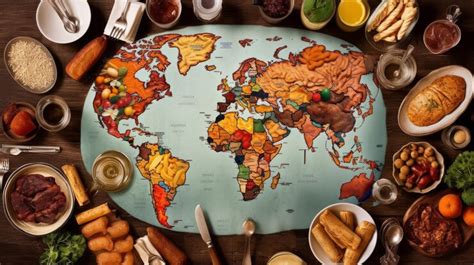 Comida De Muitos Países Partes Do Mundo Representando Diversas Cozinhas