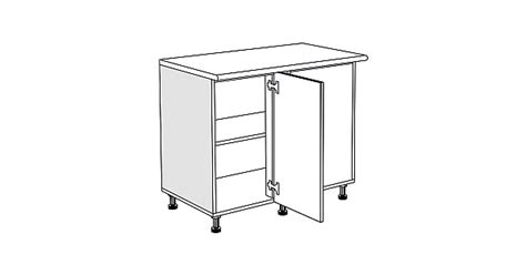 Кухненски шкаф долен ъглов с една врата Rustic Du100 бял • Модулна кухня Rustic бяла • Мебели Монема