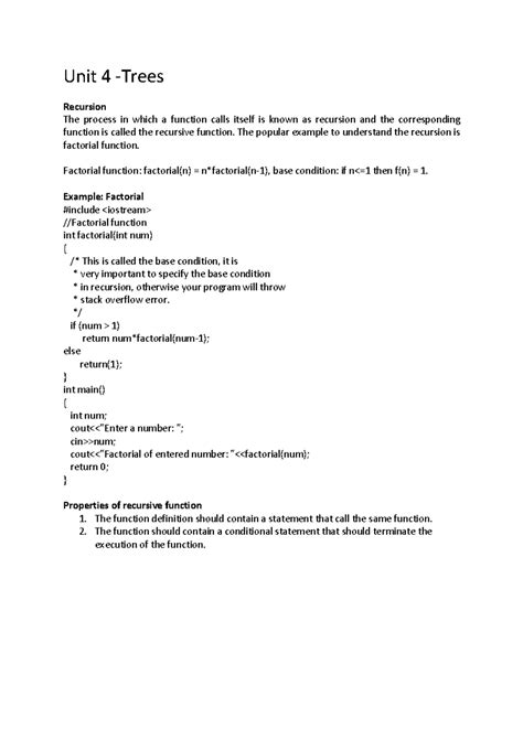 Bca Sem3 Data Structure Mod 4 Unit 4 Trees Recursion The Process In
