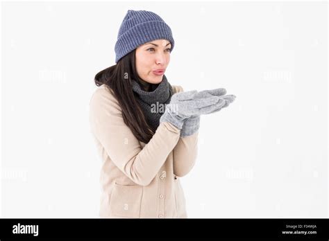 Beautiful Brunette Blowing Kiss Stock Photo Alamy