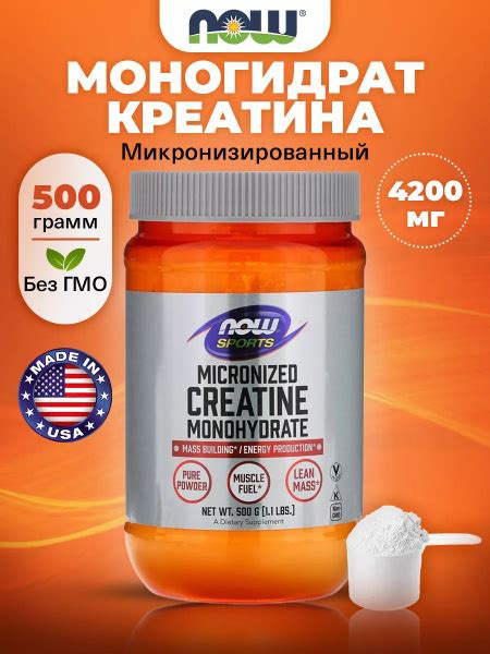 Now Sports Micronized Creatine Monohydrate Микронизированный креатин моногидрат чистый