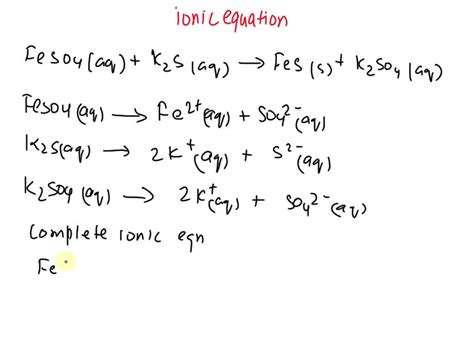 Solved The Following Chemical Reaction Takes Place In Aqueous Solution Feso4 Aq Na2s Aq â