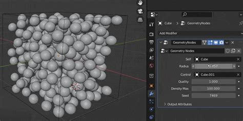how to use random spheres inside a cube with geometry nodes blender