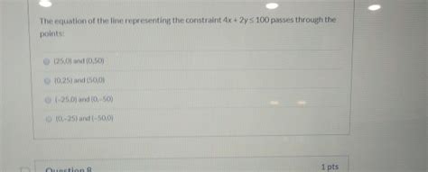 Solved The Equation Of The Line Representing The Constraint