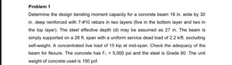 Solved Problem 1 Determine The Design Bending Moment