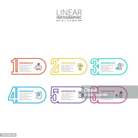 얇은 라인 플랫 번호 Infographic입니다 다이어그램 그래프 프레 젠 테이 션 및 차트에 대 한 템플릿 6 옵션 부품 단계 또는 프로세스와 비즈니스 개념 스트로크