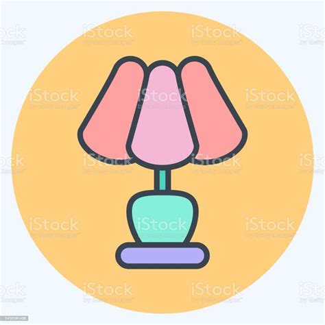 아이콘 테이블 램프 집 상징을 위해 적당한 컬러 메이트 스타일 편집 가능한 간단한 디자인 디자인 템플릿 벡터 간단한 그림 가구에