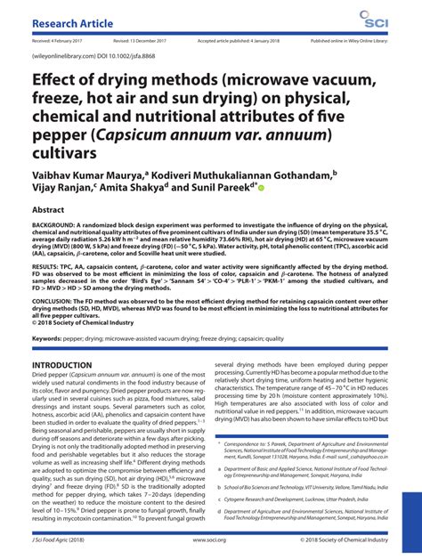 Pdf Effect Of Drying Methods Microwave Vacuum Freeze Hot Air And