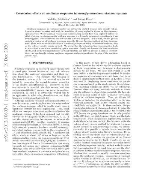 Pdf Correlation Effect On Nonlinear Responses In Strongly Correlated