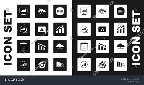 Set Data Analysis Browser Exclamation Mark Stock Vector Royalty Free