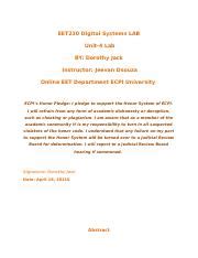 EET 230L UNIT 3 Lab Report Dorothy Jack EET230 Digital Systems LAB Unit 4 Lab BY Dorothy Jack