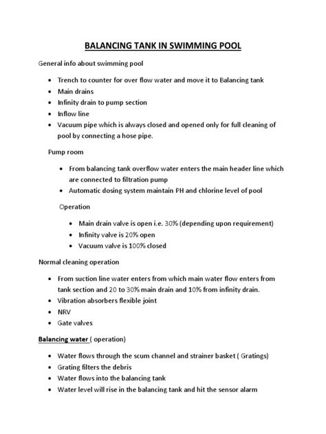 Balancing Tank In Swimming Pool Pdf