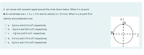 Solved A Car Moves With Constant Speed Around The Circle Chegg