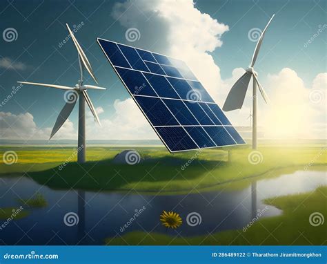 Harnessing Nature S Power Stunning Visuals Of Clean Energy Solutions Stock Illustration
