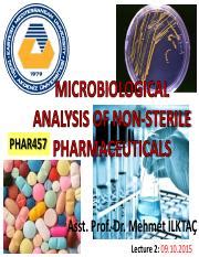MICROBIOLOGICAL CONTROL OF PHARMACEUTİCAL 2 MICROBIAL LIMIT TEST pdf PHAR457 Asst Prof Dr