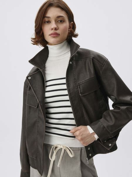 Куртка Женский Sela антрацитовый Искусственная кожа размер 40 Демисезон свободный Без