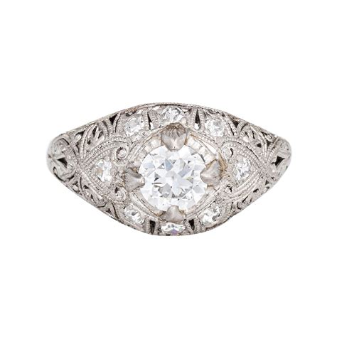 Platinum Edwardian Style Antique Diamond Vintage Engagement Ring At 1stdibs