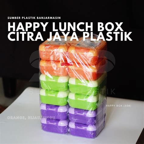 Jual Kotak Makan Atau Kotak Bekal Atau Happy Lunch Box Warna Cjp 508