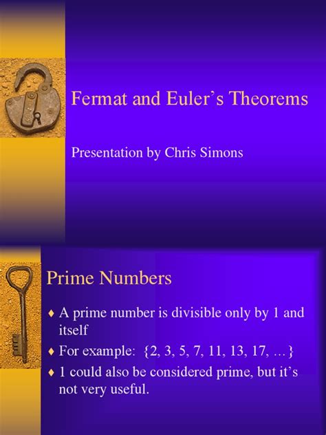 Fermat And Euler Ts Theoremsppt Prime Number Number Theory