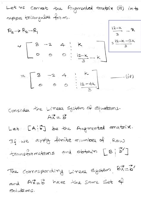 [solved] determine the value of k such that the following system of