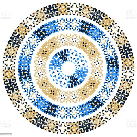 원 형태의 디지털 픽셀입니다 둥근 로고의 작은 사각형 벡터 디지털 프레임 디자인 요소 각도에 대한 스톡 벡터 아트 및 기타