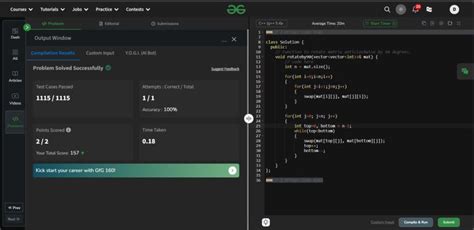Dhanashree Sul On Linkedin Gfg160 Day37 Codingchallenge Matrixrotation Geeksforgeeks