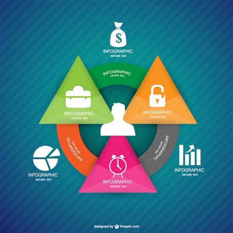 비즈니스 요소와 원형 차트 Infographic 무료 벡터
