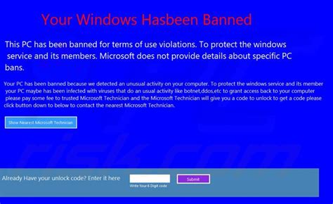 Your Windows Has Been Banned Scam Decryption Removal And Lost Files