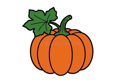 Pumpkin With Leaf Clip Art Stock Illustration Illustration Of Squash