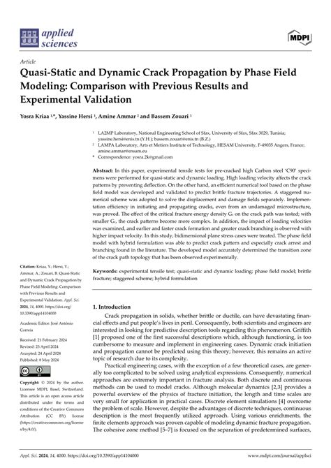 Pdf Quasi Static And Dynamic Crack Propagation By Phase Field