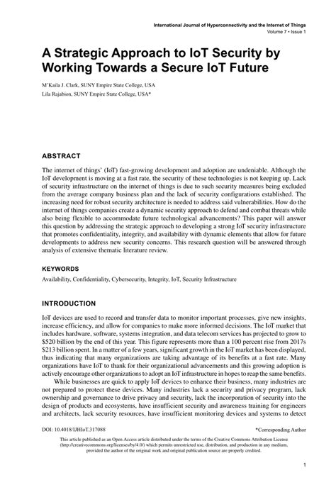Pdf A Strategic Approach To Iot Security By Working Towards A Secure Iot Future