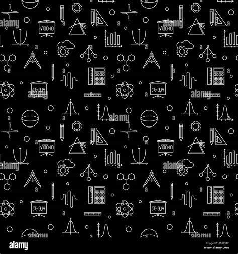 Stem Learning Vector Dark Minimal Seamless Pattern In Thin Line Style Stock Vector Image And Art