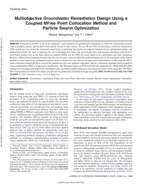 Pdf Multi Objective Groundwater Remediation Design Using A Coupled Mfree Point Collocation