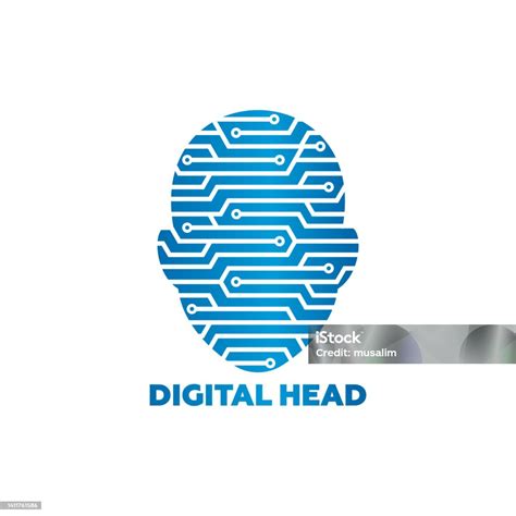 디지털 헤드 로고 템플릿 디자인 벡터 엠블럼 디자인 컨셉 크리에이티브 심볼 아이콘 개념에 대한 스톡 벡터 아트 및 기타 이미지 개념 개념과 주제 건강관리와 의술